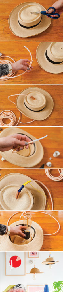 Hat Brat: How to Make a Unique DIY Pendant Light with a Hat - Paper and ...