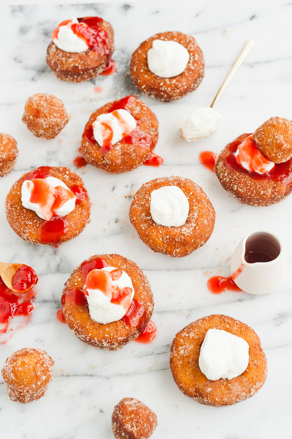 French Toast Donuts with Mascarpone Cheese and Fresh Strawberry Drizzle ...