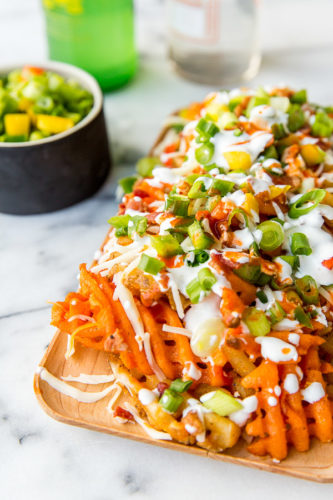 Loaded French Fry Nachos Super Bowl Recipe - Paper and Stitch