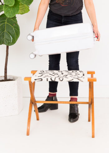 How to Block Print on Fabric + Hand Stamped Canvas DIY Luggage Rack