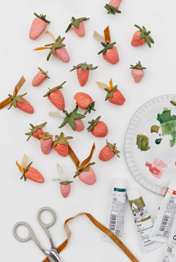 Clay Strawberries (DIY Ornaments Idea) - Paper and Stitch