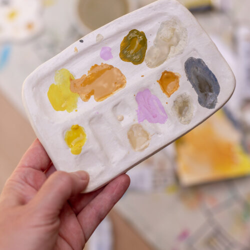 How to Make Paint Palettes with Air Dry Clay - Paper and Stitch